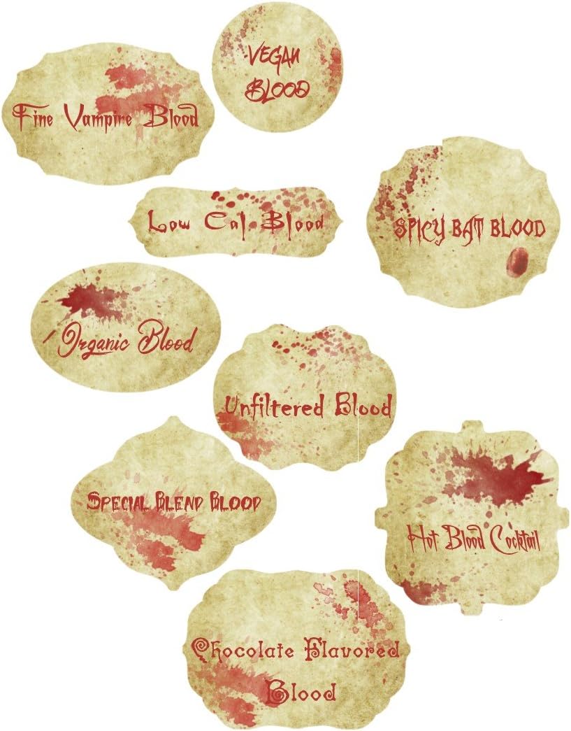 Amazon.com: Halloween 9 blood labels peel and stick : Home & Kitchen