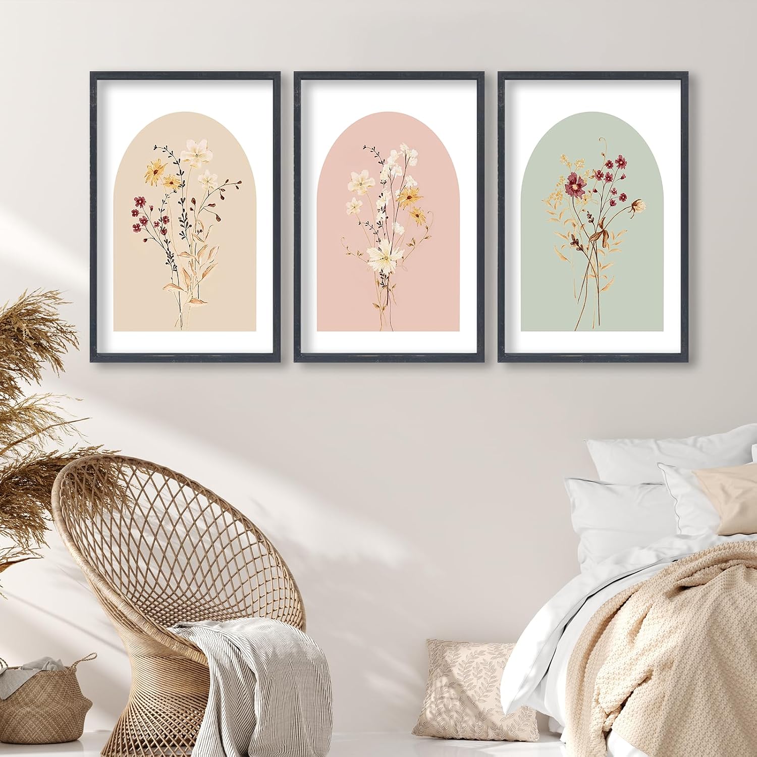 Amazon.com: Watercolor Flower Prints Set of 3 Wall Art Decor 16X11 Inch ...