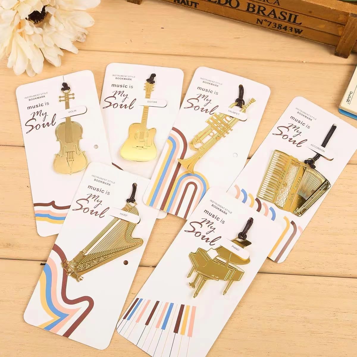 Amazon.com: ZBJBinCH Musical Instrument Bookmark Gold Metal Bookmarks ...
