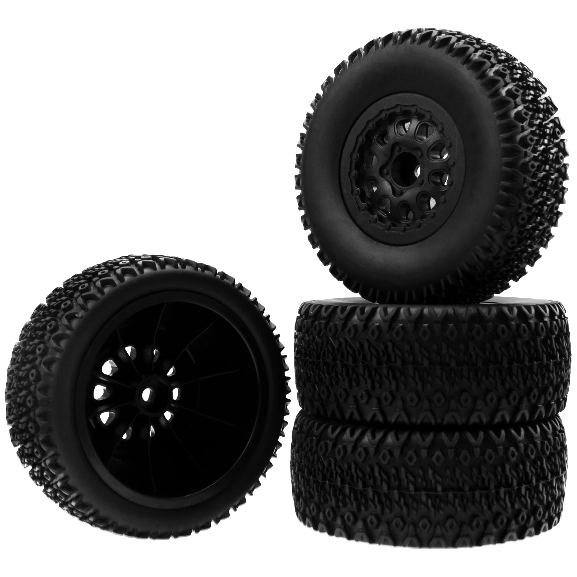 Amazon.com: HIRCQOO 4PCS 1/10 Short Course Truck Tires & Wheels Plastic ...