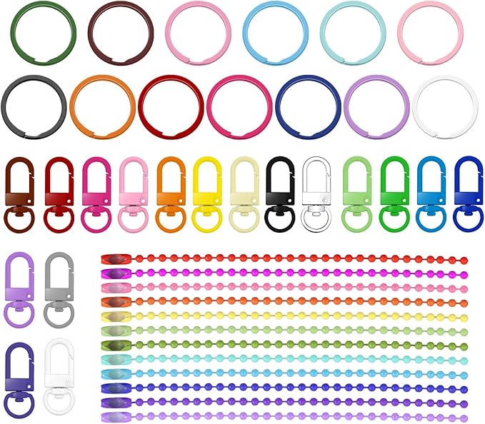 Amazon.com: Mardatt 160Pcs Colored Ball Bead Key Chain, Key Rings ...
