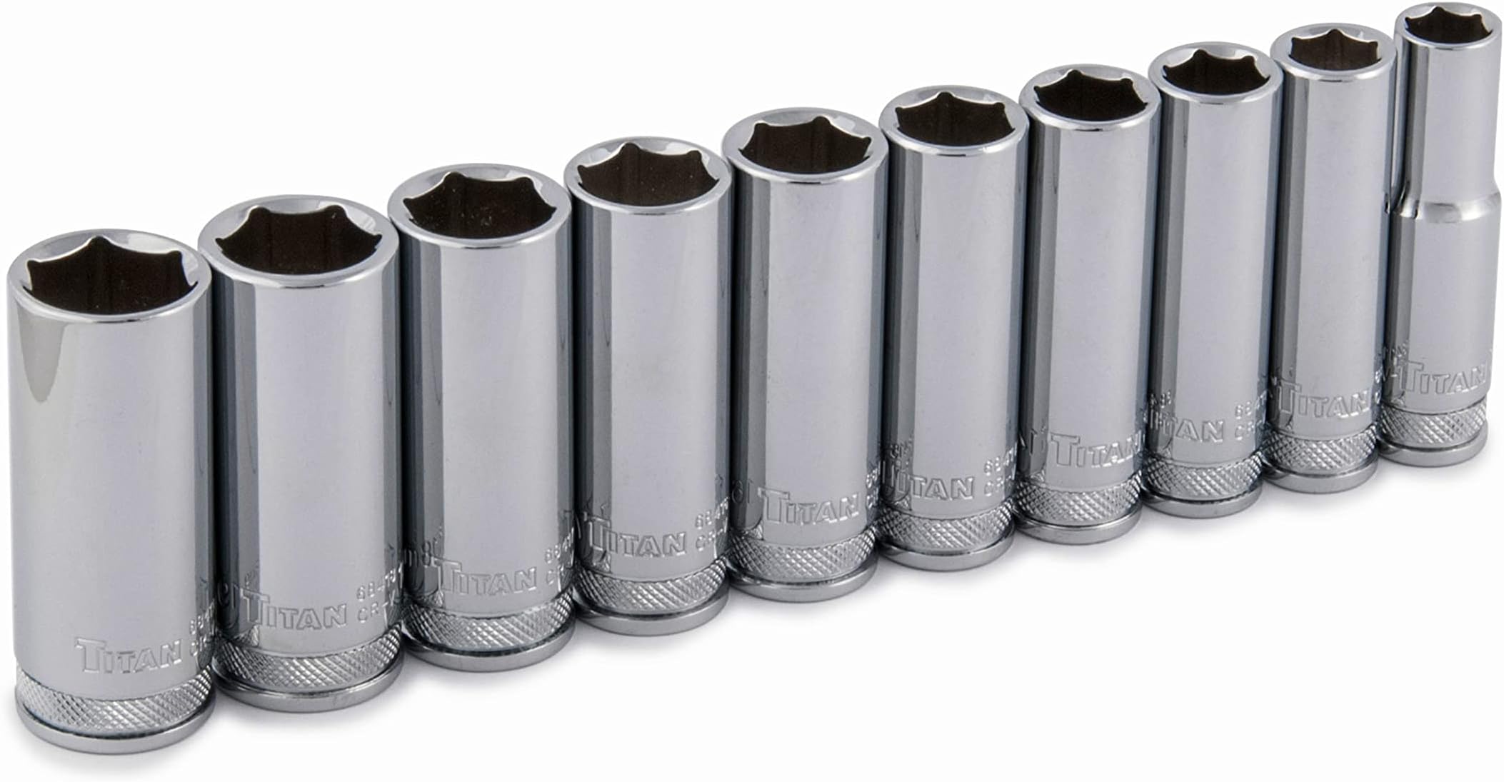 Titan 66400 10-Piece 1/4-Inch Drive 6-Point Metric Deep Socket Set ...