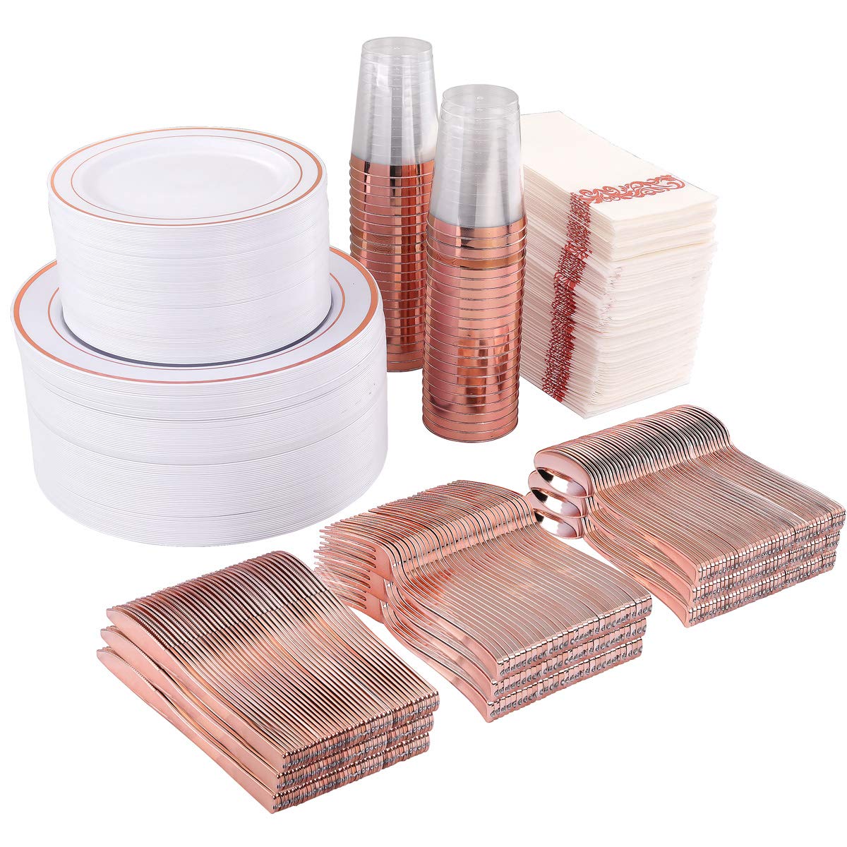Amazon.com: 800PCS Rose Gold Dinnerware Set-200 Rose Gold Plates, 300 ...