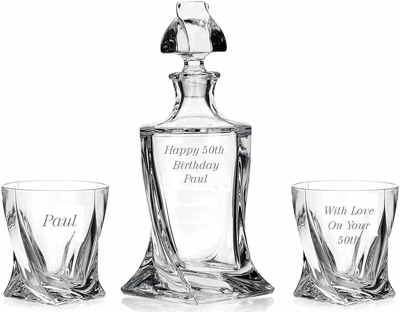 Personalised Decanter Crystal Whisky Decanter Set with 2 Glasses ...