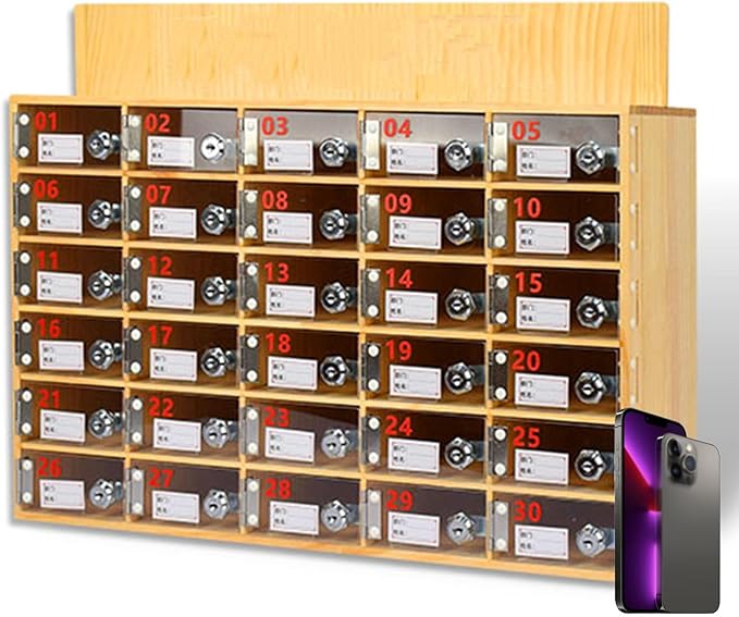 Amazon.com: HTIANMM Cell Mobile Phone Locker with Key Lock,Wood Acrylic ...