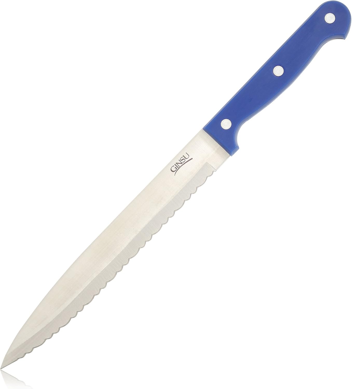 Amazon.com: Ginsu Essential Series Stainless Steel Blue Serrated ...