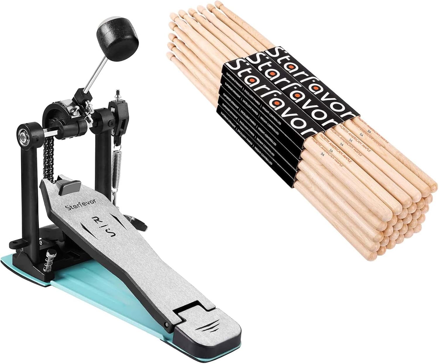 Amazon.com: Starfavor Drum Sticks 5A & Starfavor Bass Drum Pedal ...