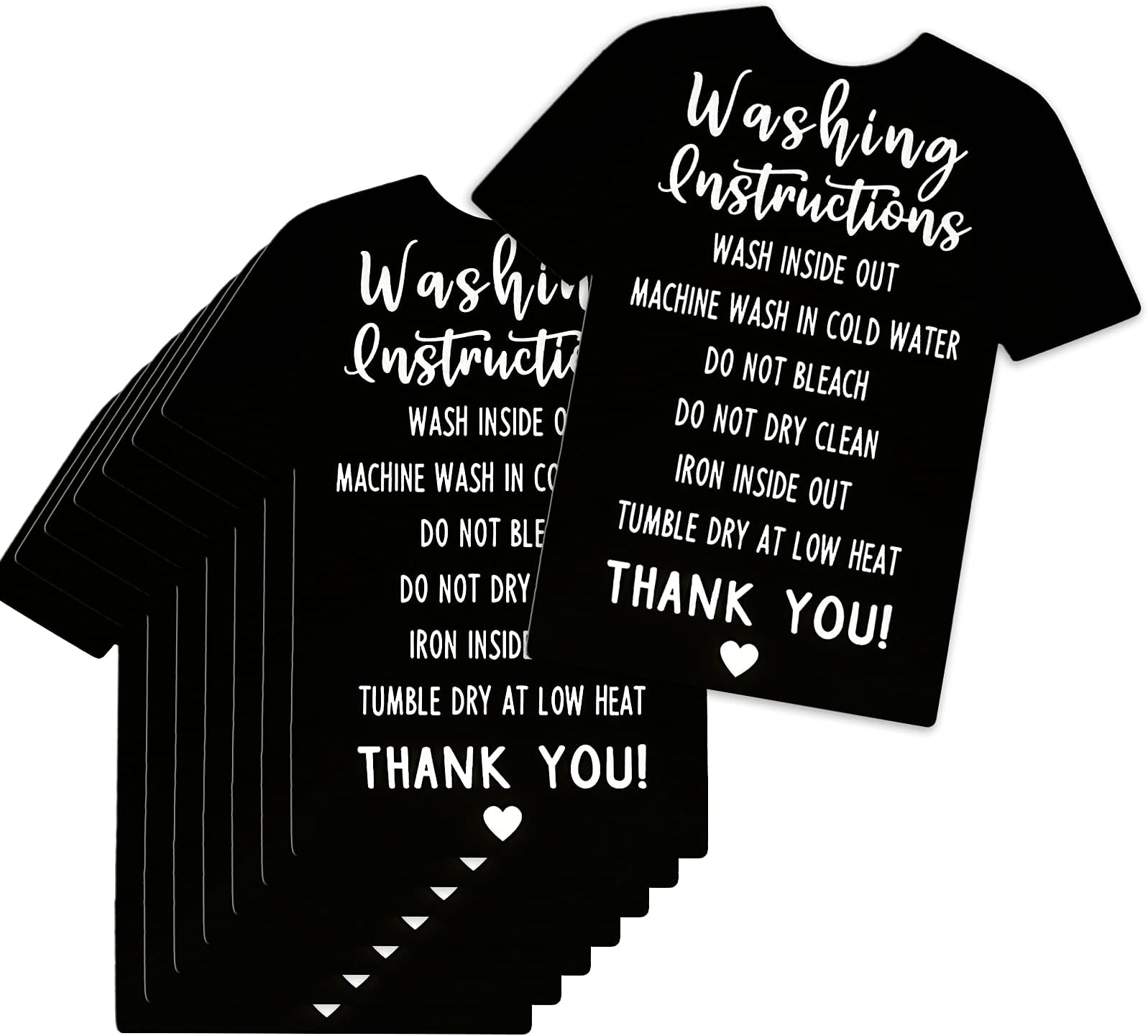 Amazon.com : T-Shirt Washing Care Instruction Cards,Shirt Care ...