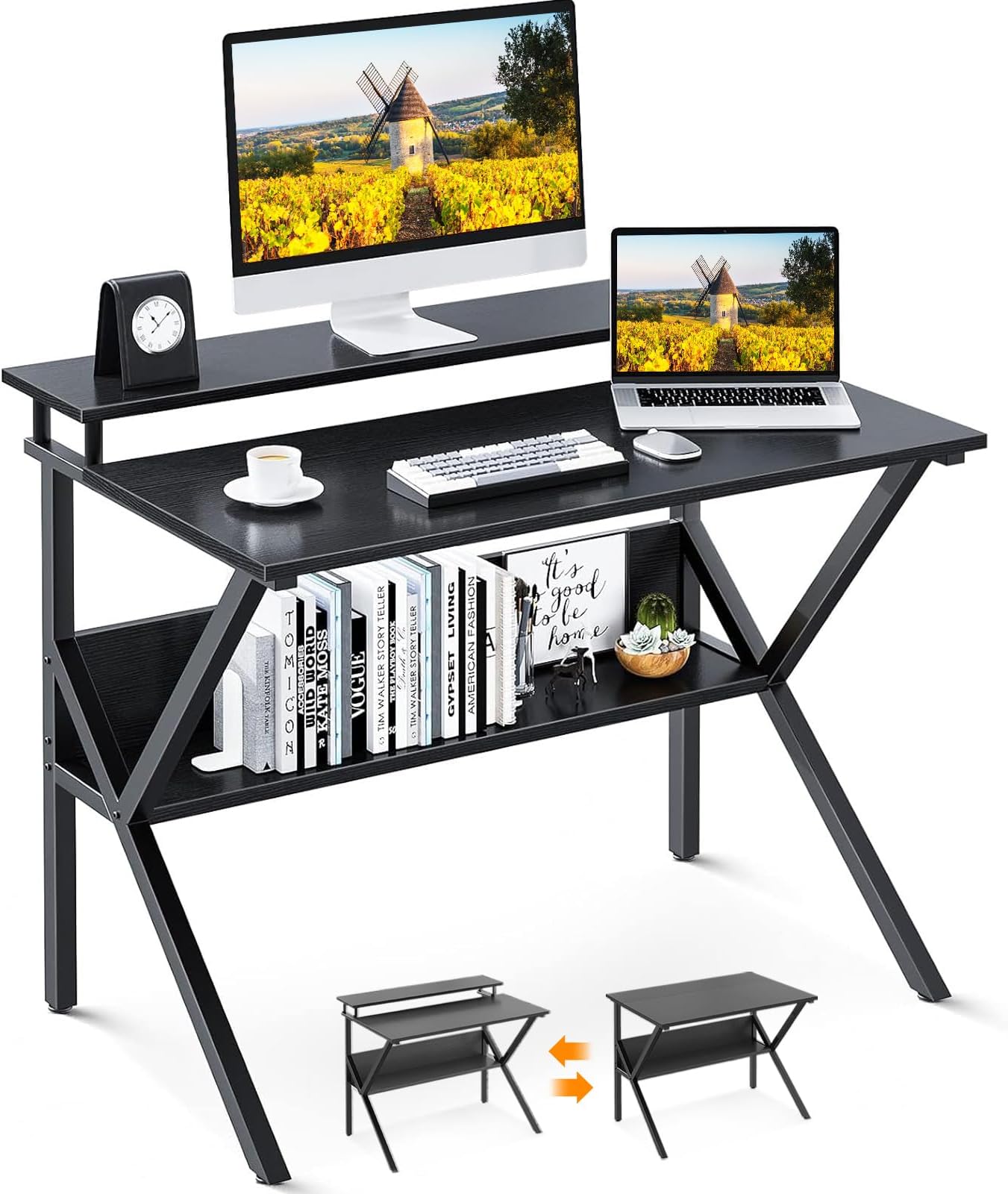 Amazon.com: ODK 58" L Shaped Desk Computer Desk with Storage Shelves ...