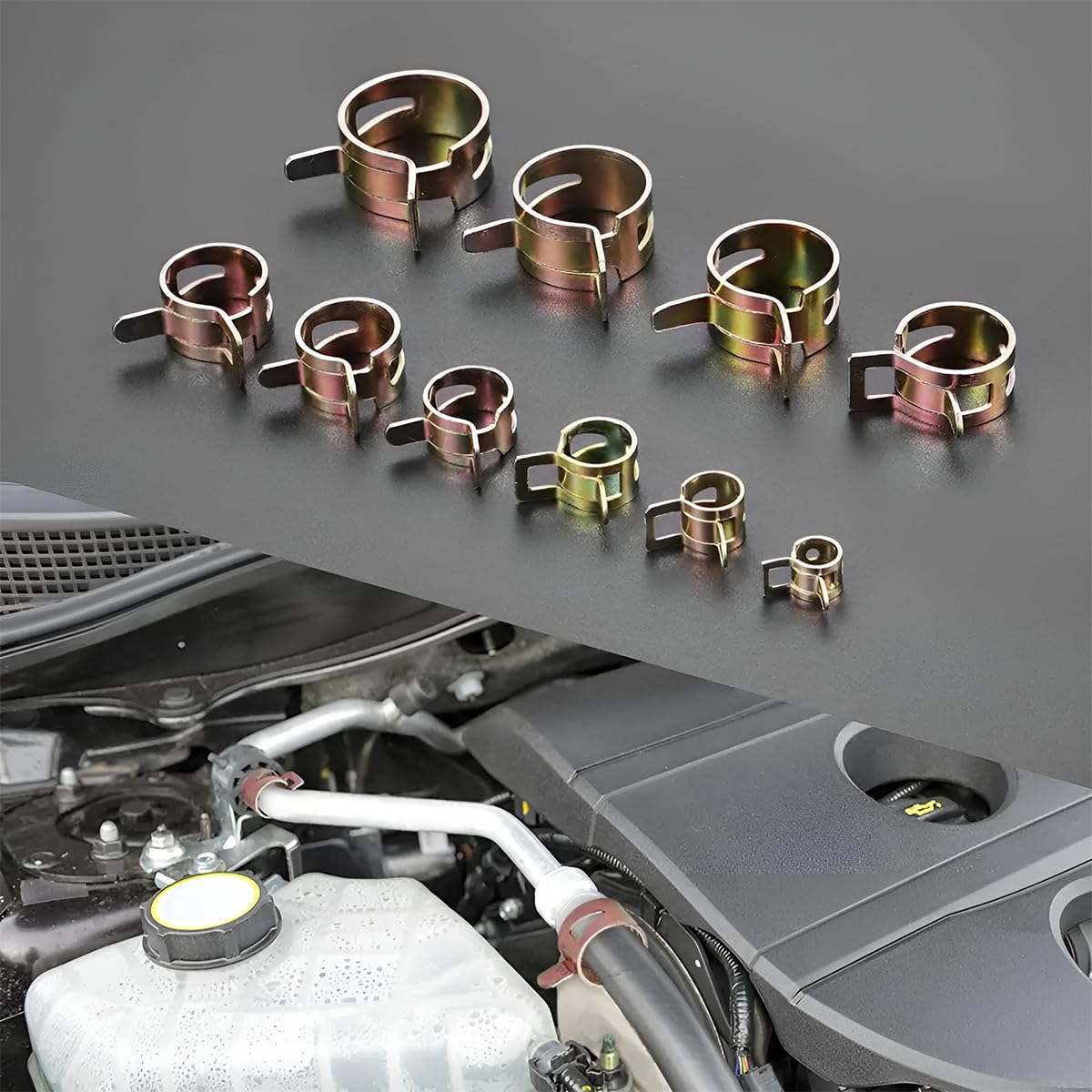 Snapklik.com : 160 Pcs Spring Hose Clamps, 5 Size Spring Band Type Fuel ...