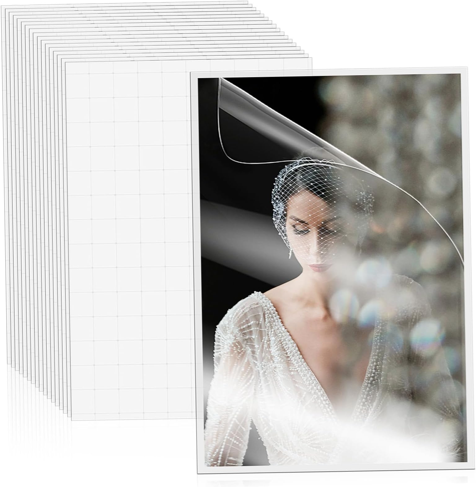 Amazon | NUOLUX フィルム 透明ステッカー 粘着 写真保護カバーフィルム 50枚 コールドラミネートの写真 防水プラスチックシート 紙ラミネートシート 写真シールシート Diy用 ...