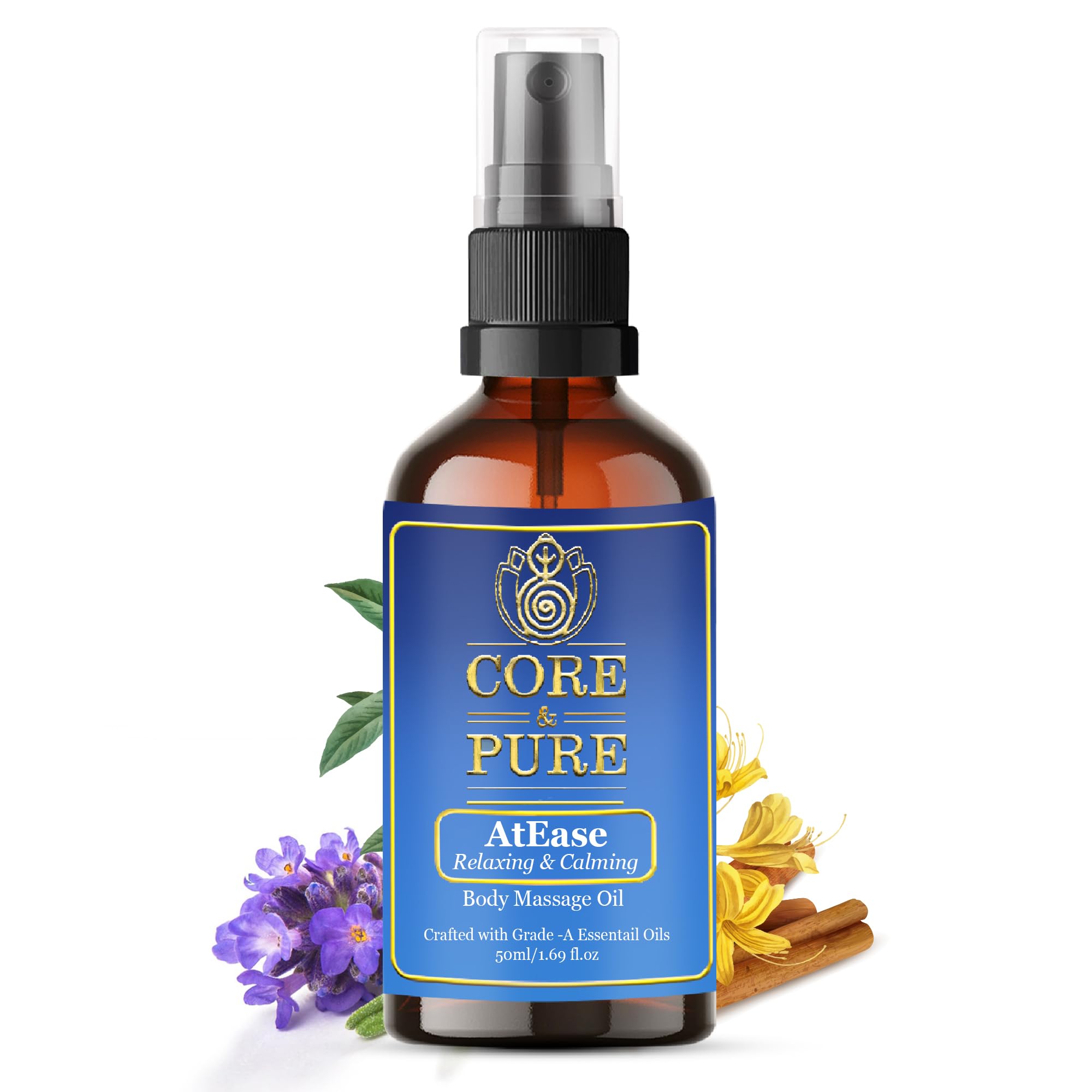 CORE & PURE AtEase Massage Oil- Helps in Relaxing & Calming, Tension ...
