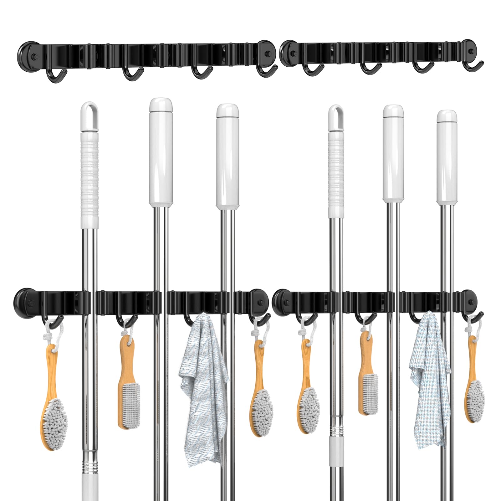 Amazon.com: 3-H Magnetic Broom Holder Wall Mounted 2 Pack, Strong ...