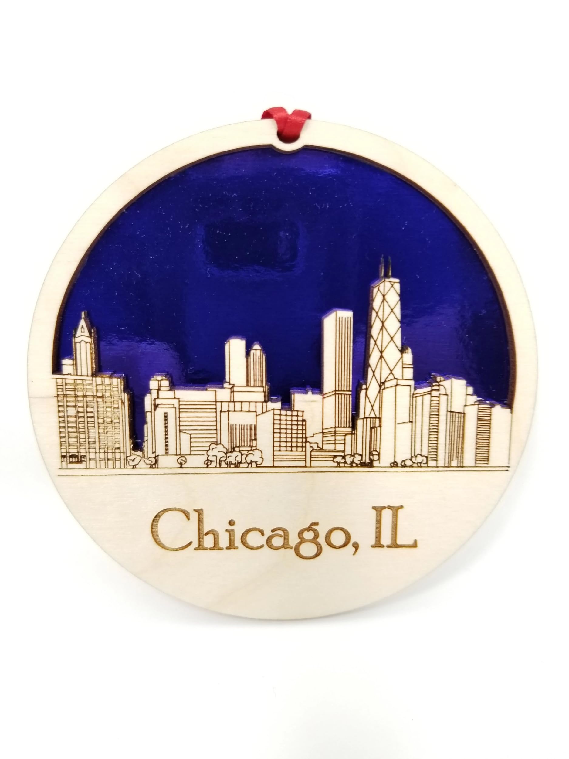 Amazon.com: Chicago Ornament Wooden Souvenir Christmas Tree Decoration ...