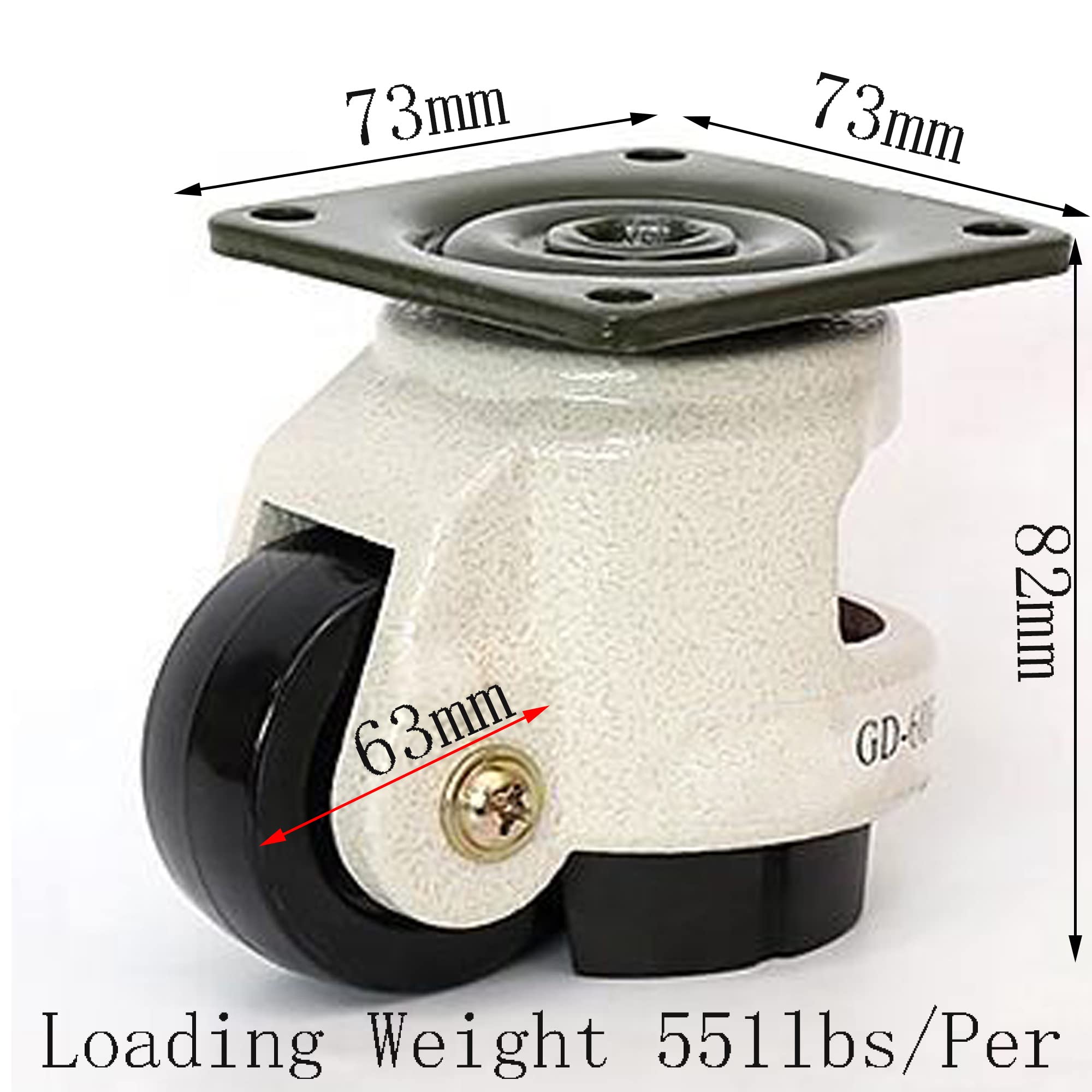 Snapklik.com : 4 Pack GD-60F Leveling Machine Casters - 2,200 Lbs Per ...