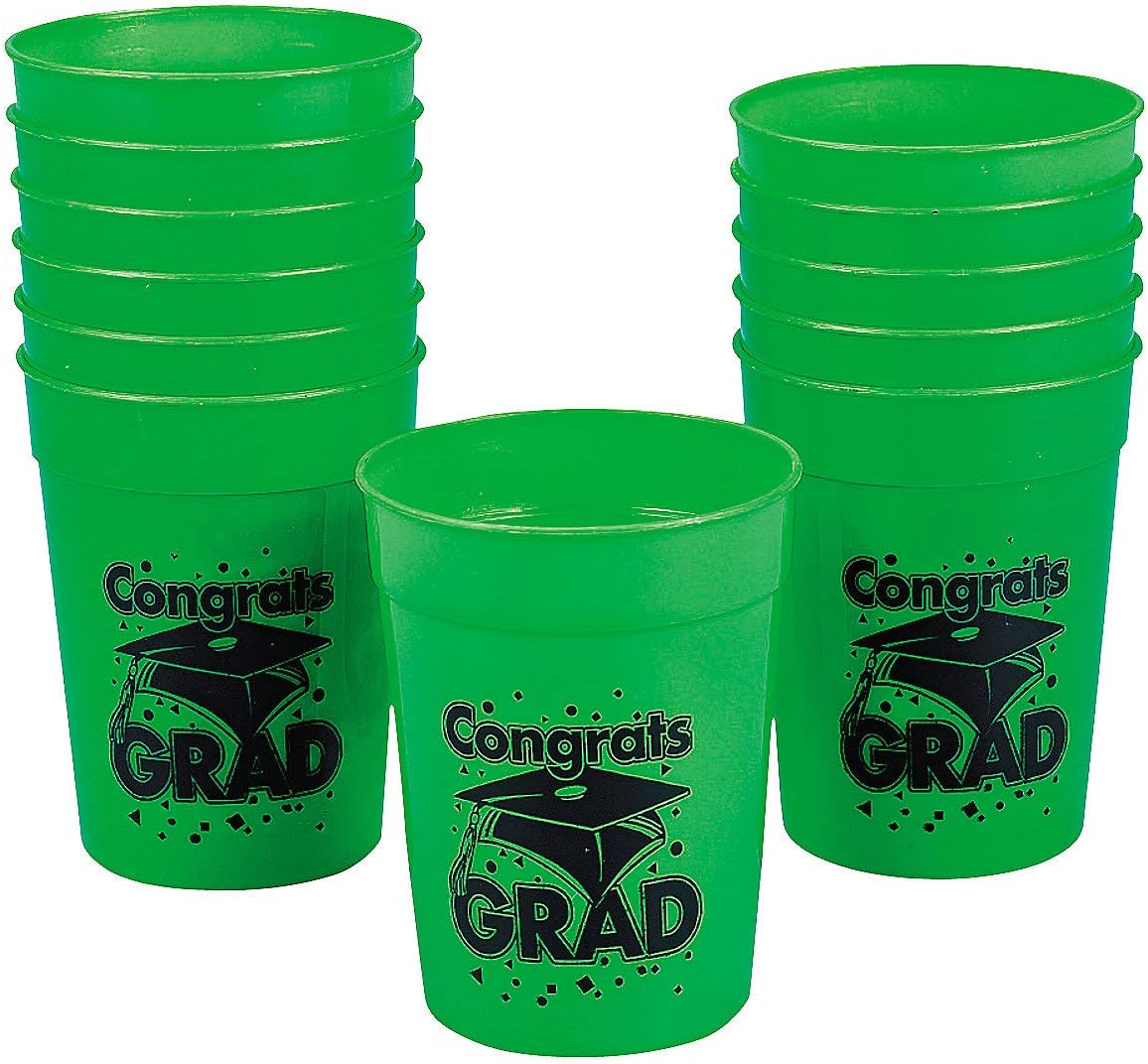 Amazon.com: Fun Express - Green congrats Grad Plastic Cup for ...