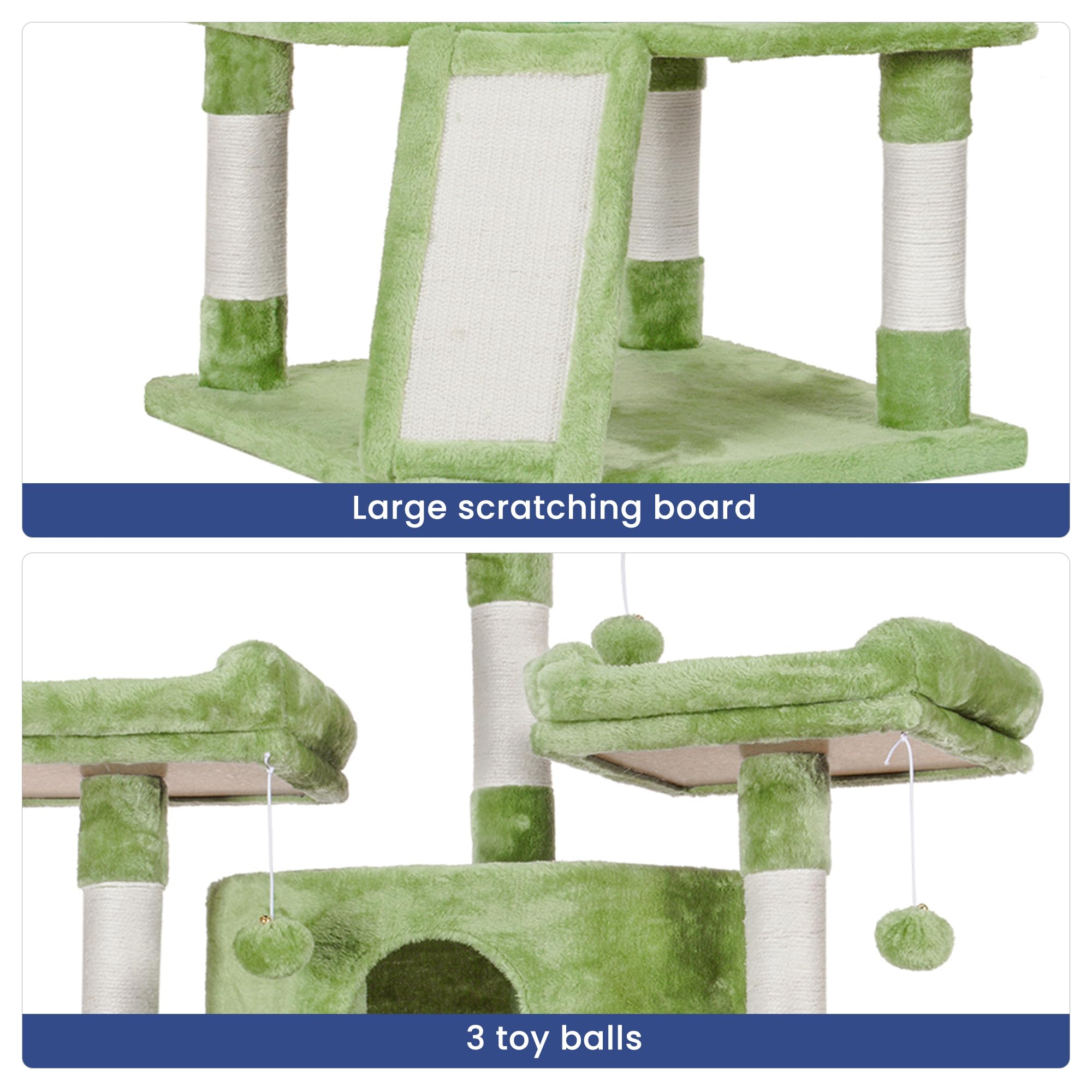 Hey-brother XL Size Cat Tree, 73.4 inch Cat Tower with 3 Caves, 3 Cozy ...