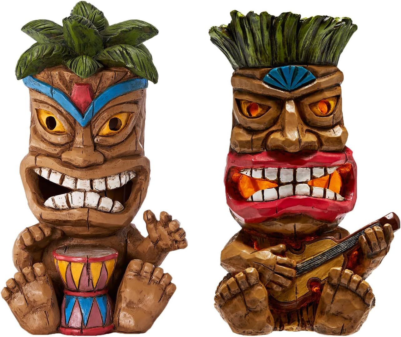 Amazon.com: Yiosax Solar Tiki Statues 2Pcs Combination Outdoor Decor ...