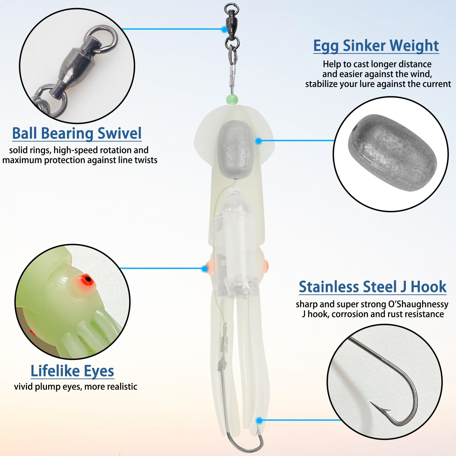 Snapklik.com : Saltwater Squid Fishing Lures Lighted Glow In The Dark ...