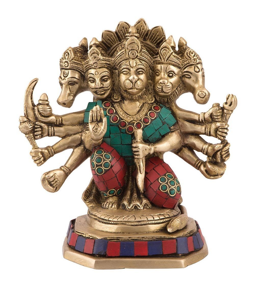 Five Face Panchmukhi Hanuman Statue Monkey Idol Brass Sculpture ...