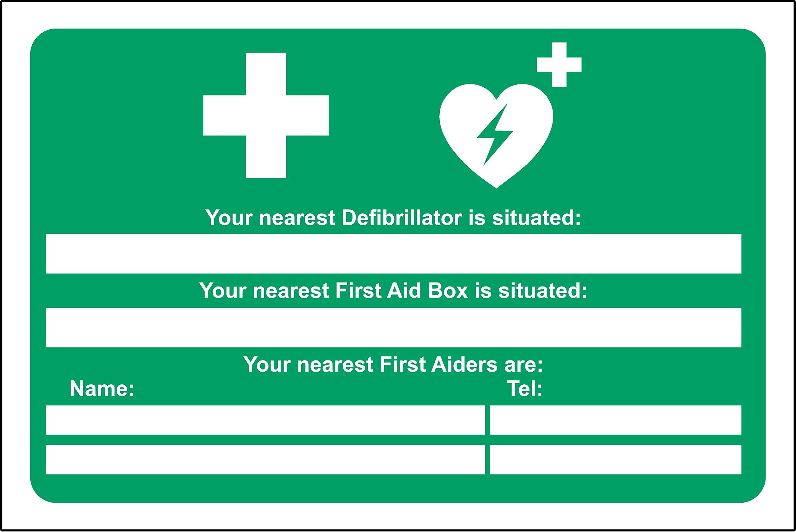 Your nearest Defibrillator is situated - Your nearest first aid box is ...
