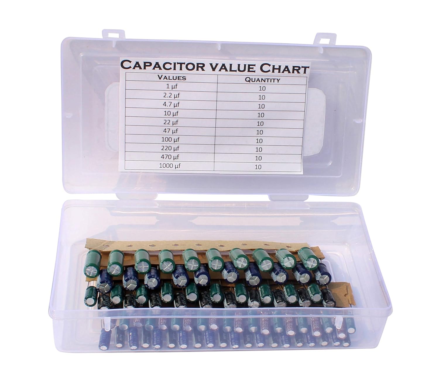 AVS COMPONENTS Capacitor Kit 100Pcs 10 Value Aluminium Electrolytic ...