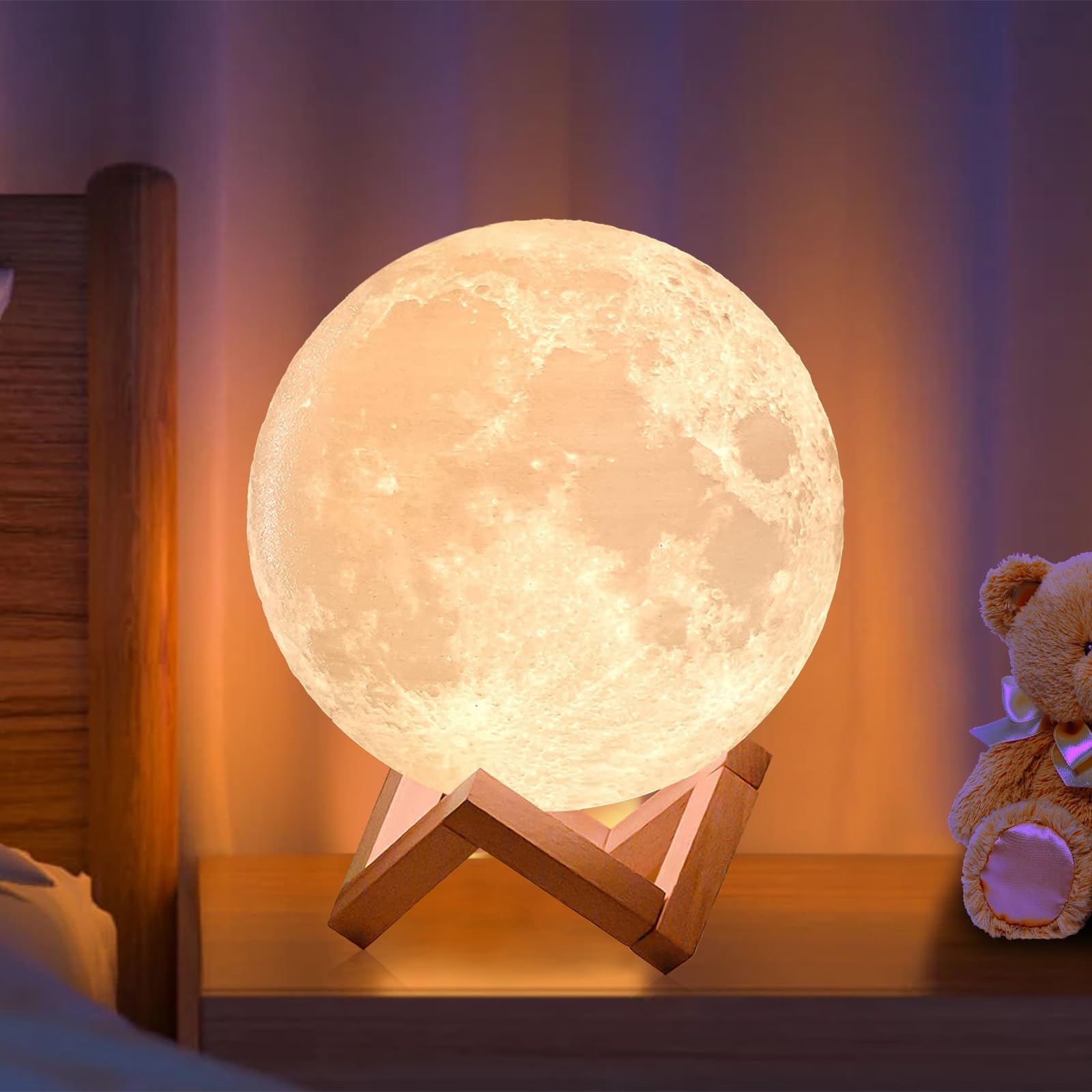 Buy One94Store 3D Moon Lamp 7 Colour Changeable Sensor Moon Night Light ...