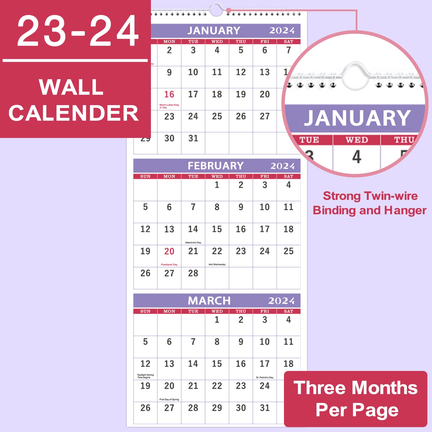 Snapklik.com : 2024-2025 Wall Calendar - 3 Month Wall Calendar Display