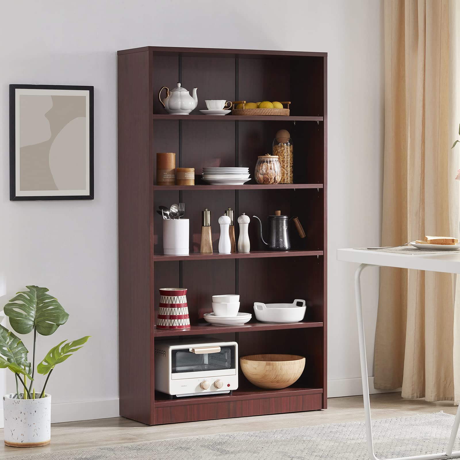 Buy SUNON Bookcases and Book Shelves 5 Shelf, Wood Storage Bookshelf ...