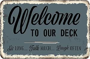 Amazon.com: Welcome to Our Deck Sign Outdoor Deck Signs Vintage Metal ...