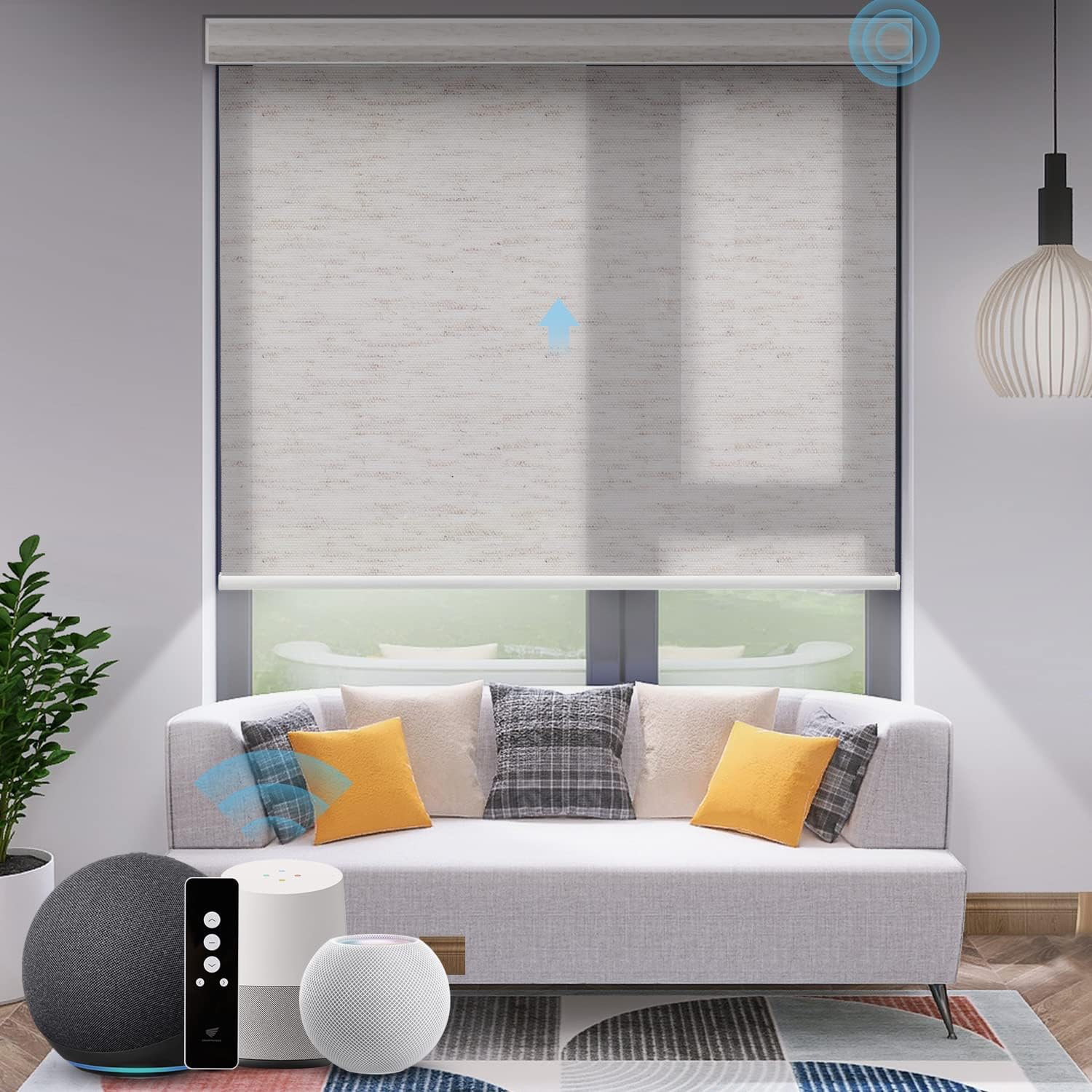 Amazon.com: SmartWings Motorized Light Filtering Shades, Work with ...