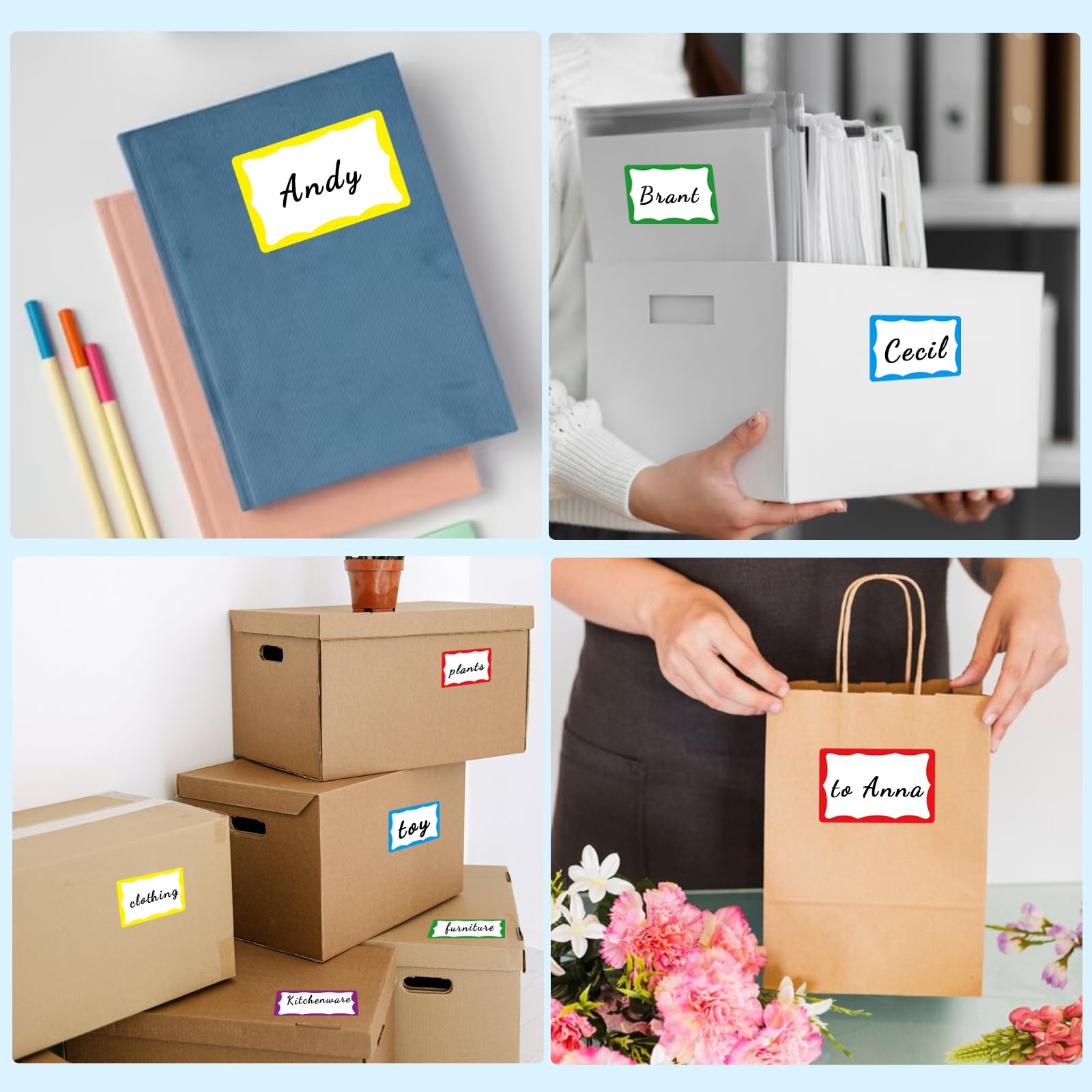 Snapklik.com : 6 Classic Colors Name Tag Stickers,240PCS Waterproof ...