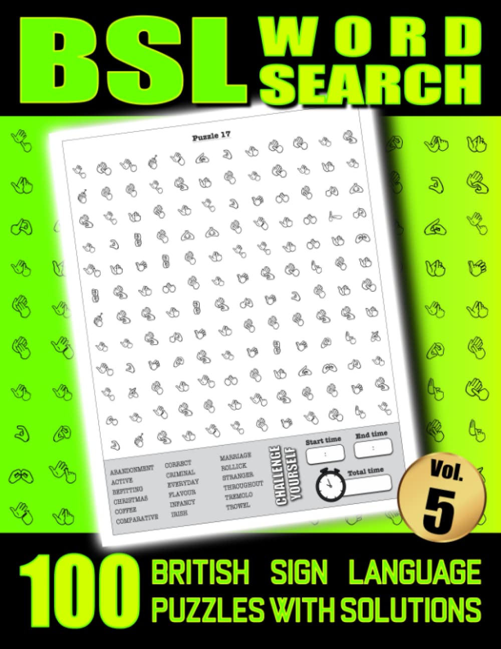 BSL Word Search - 100 British Sign Language Puzzles With Solutions Vol ...