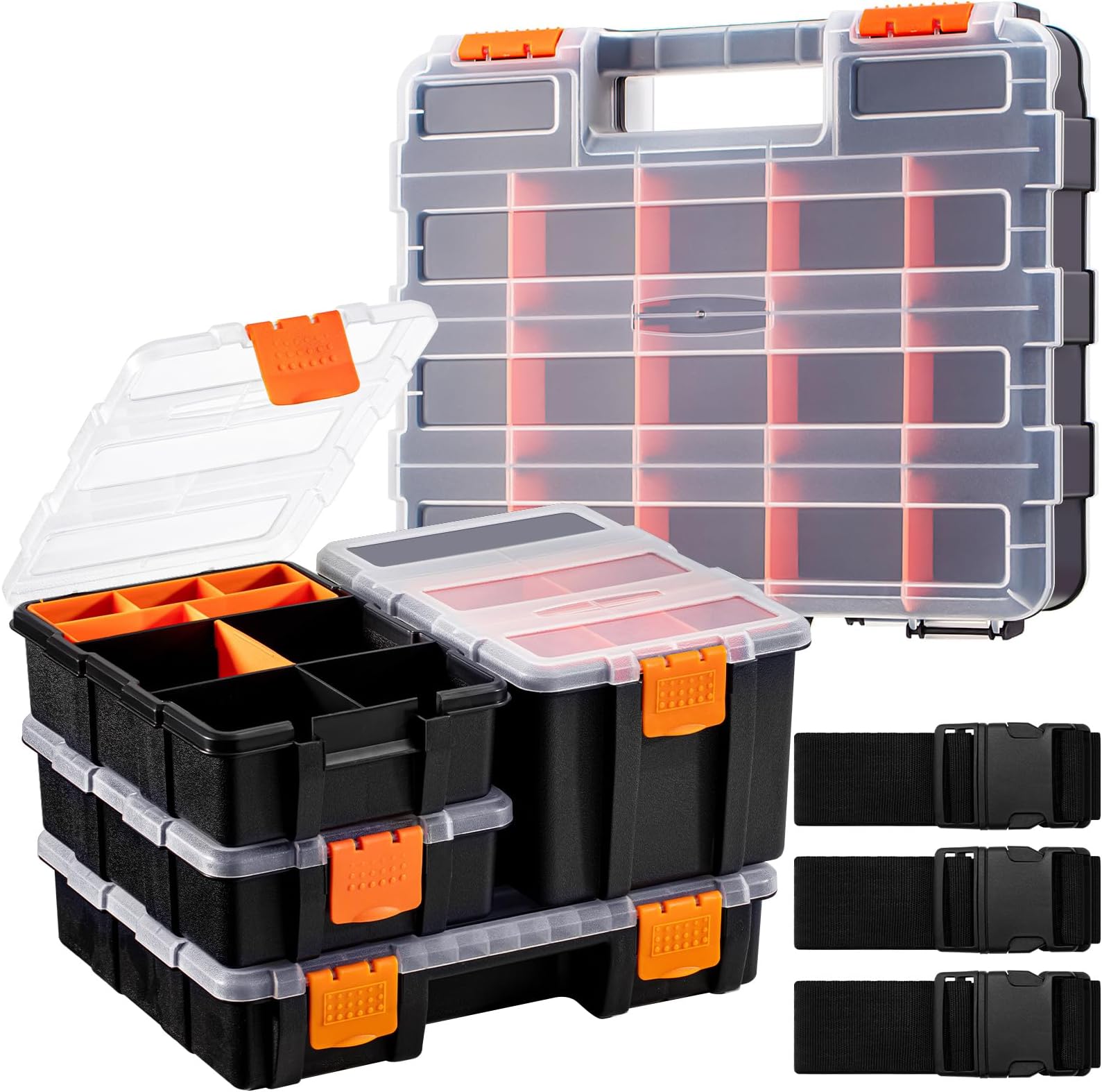 Beeveer 5 Pcs Hardware Box Storage Set Double Side Tool Organizer with ...