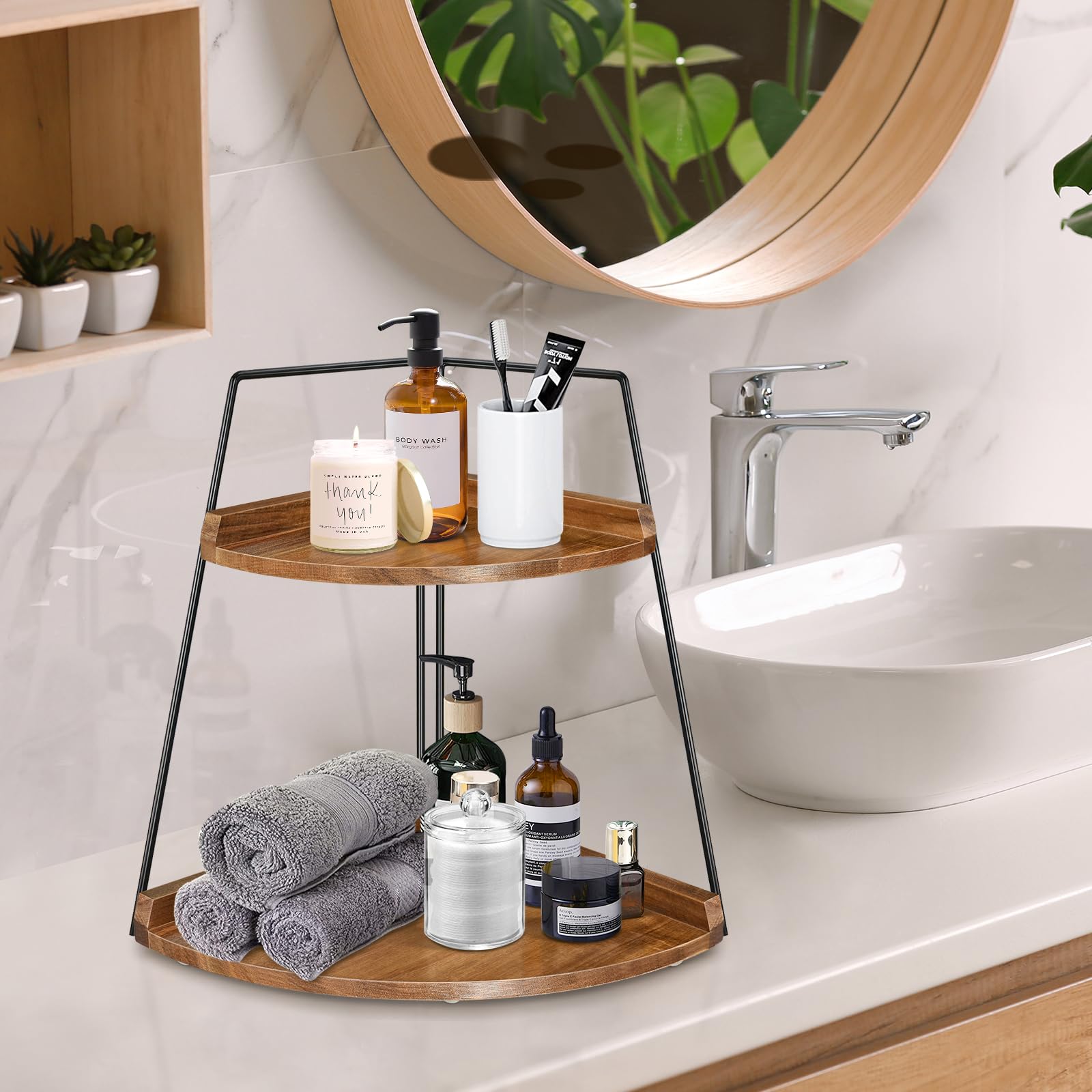 Snapklik.com : Acacia 2 Tier Bathroom Counter Organizer, Wood Bathroom ...