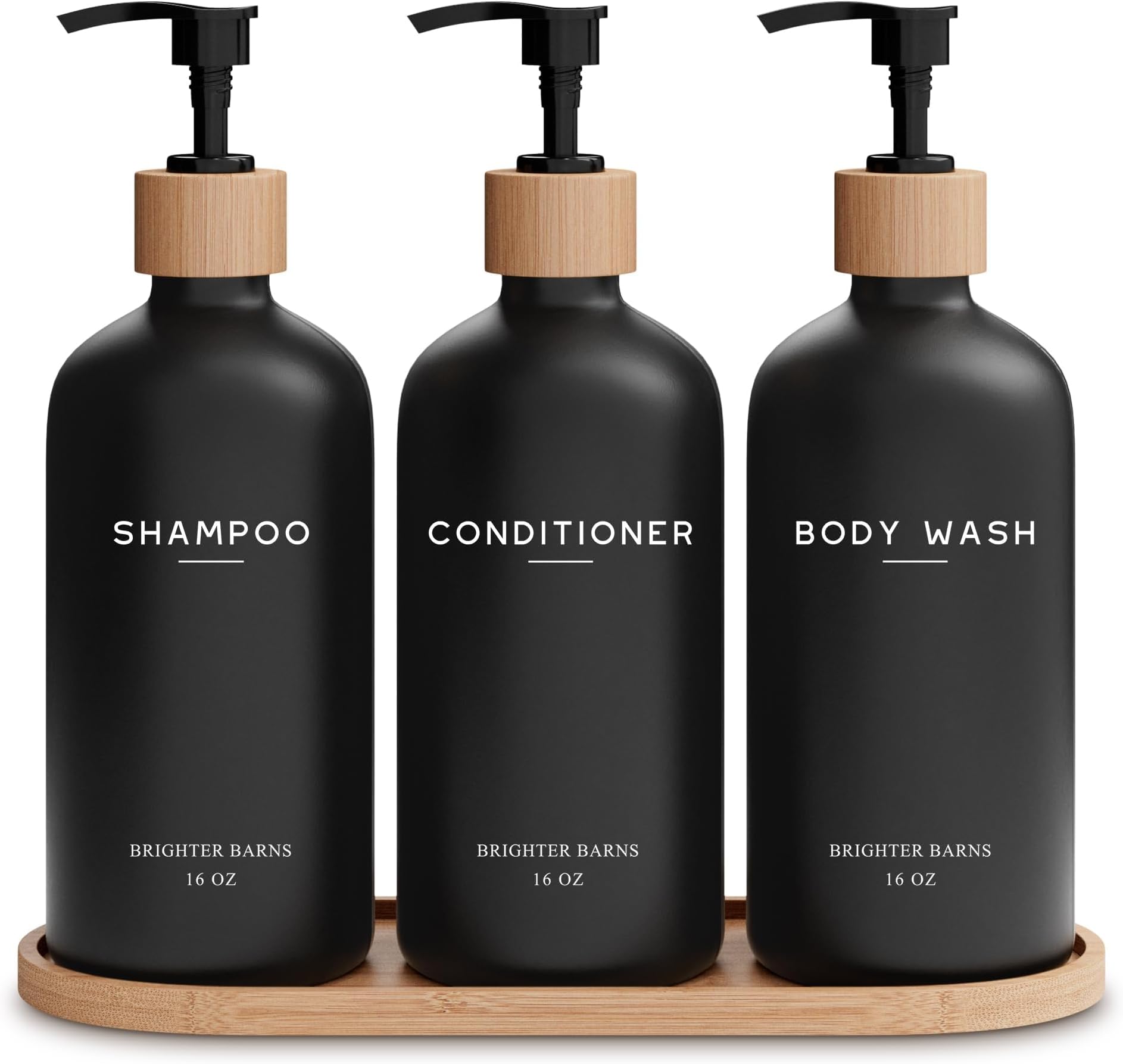 Amazon.com: Stylish Shampoo and Conditioner Dispenser Set of 3 - Modern ...