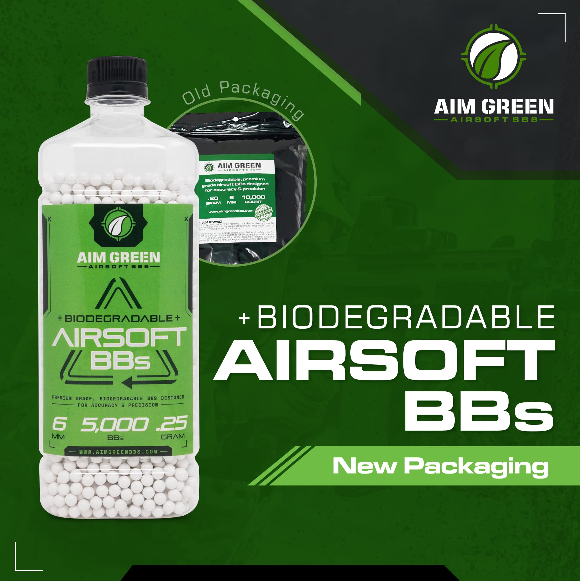 Snapklik.com : Aim Green Biodegradable Airsoft BBS