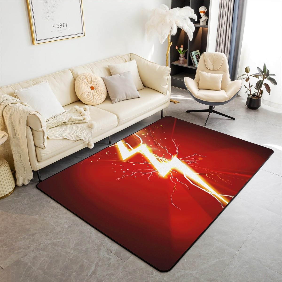 Amazon.com: Gaming Flash 3'x5' Area Rug,3D Lightning Golden Glowing ...