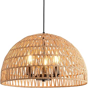GRUSTRUST Rattan Farmhouse Chandeliers for Dining Room, 3-Light Boho ...