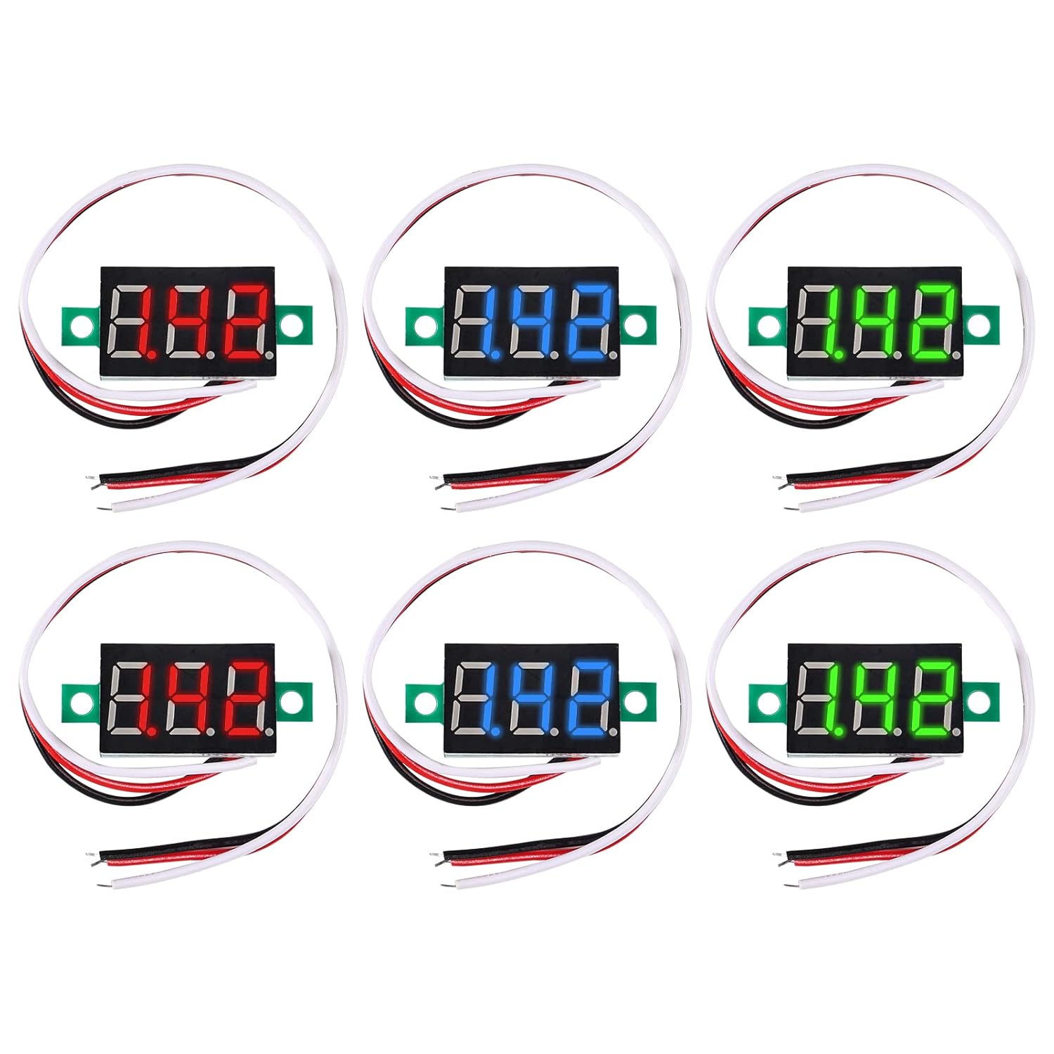 Diitao 6pcs Voltage Tester 0.36" 3 Wire DC 0-30V 3-Digit Voltmeter ...