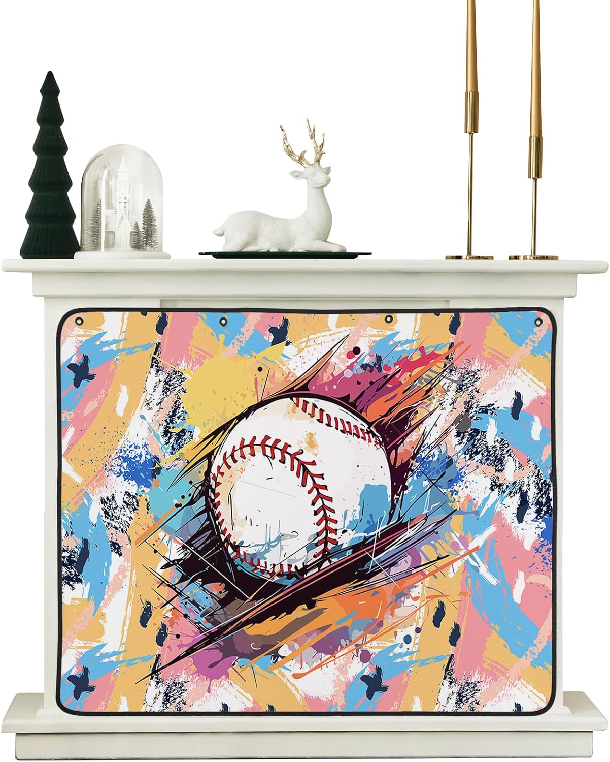 Amazon.com : Baseball Sports Magnetic Fireplace Cover 45"x34 ...