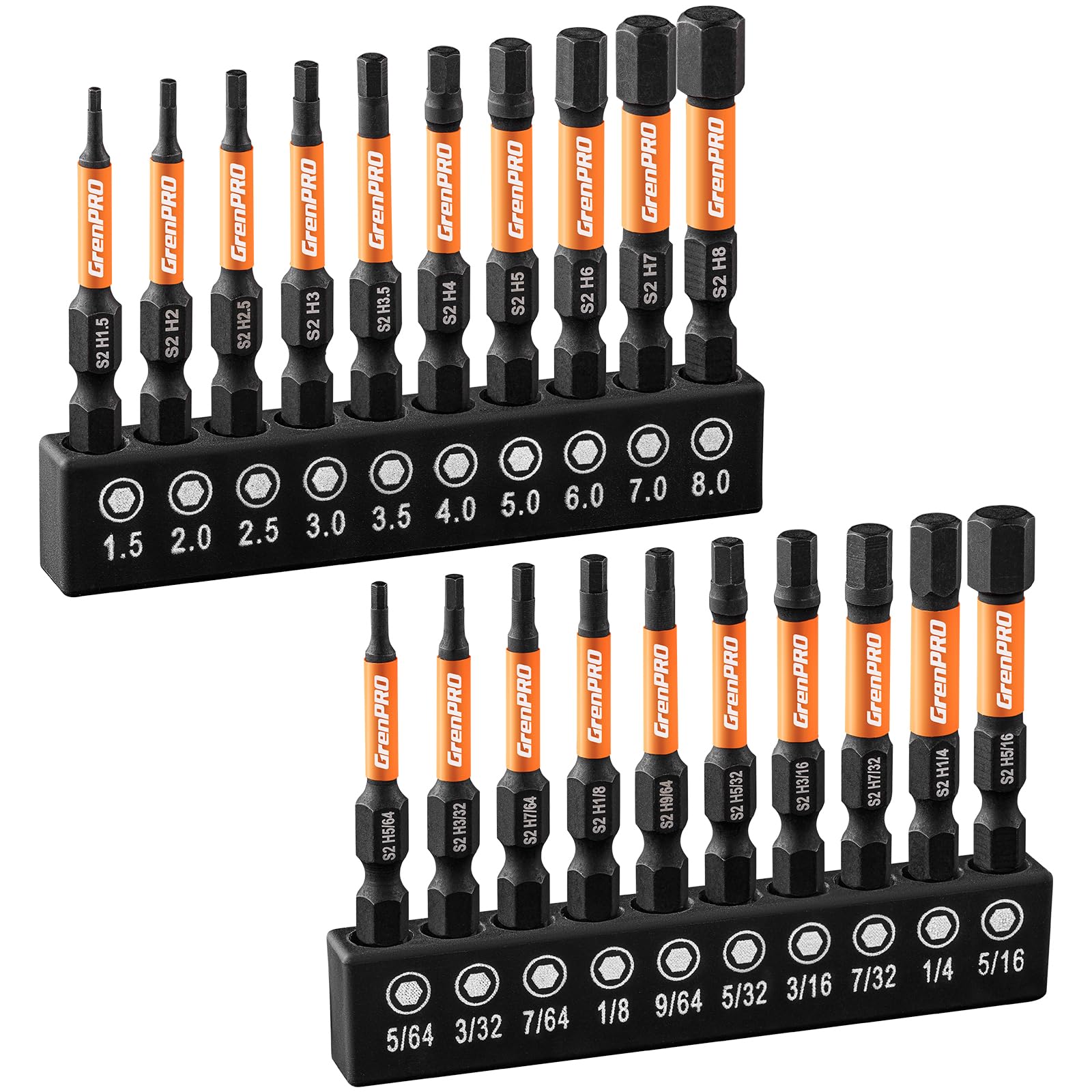 GRENPRO Hex Bit Set,Impact Hex Head Allen Wrench Drill Bit Set 20pcs ...
