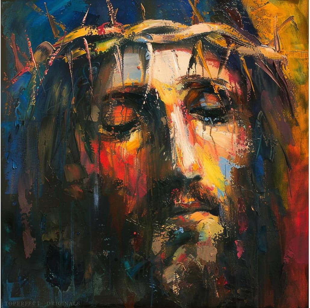 Amazon.com: 4 Original Jesus Christ Head Portrait, Modern Christian ...
