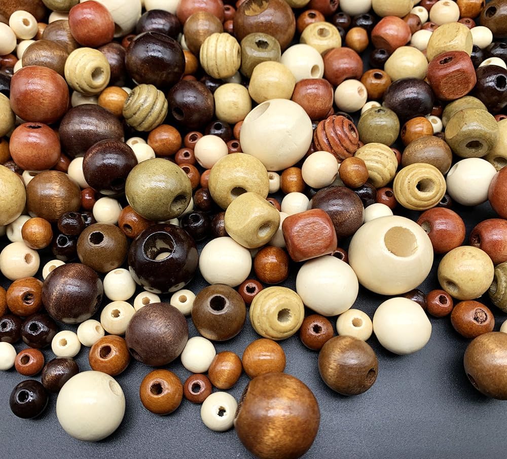 Amazon.com: 520pcs Wooden Beads for Jewelry Making Adults, Assorted ...