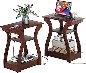 FROMJBEST - End tables for living room set of 2, end table with charging station, end table ...