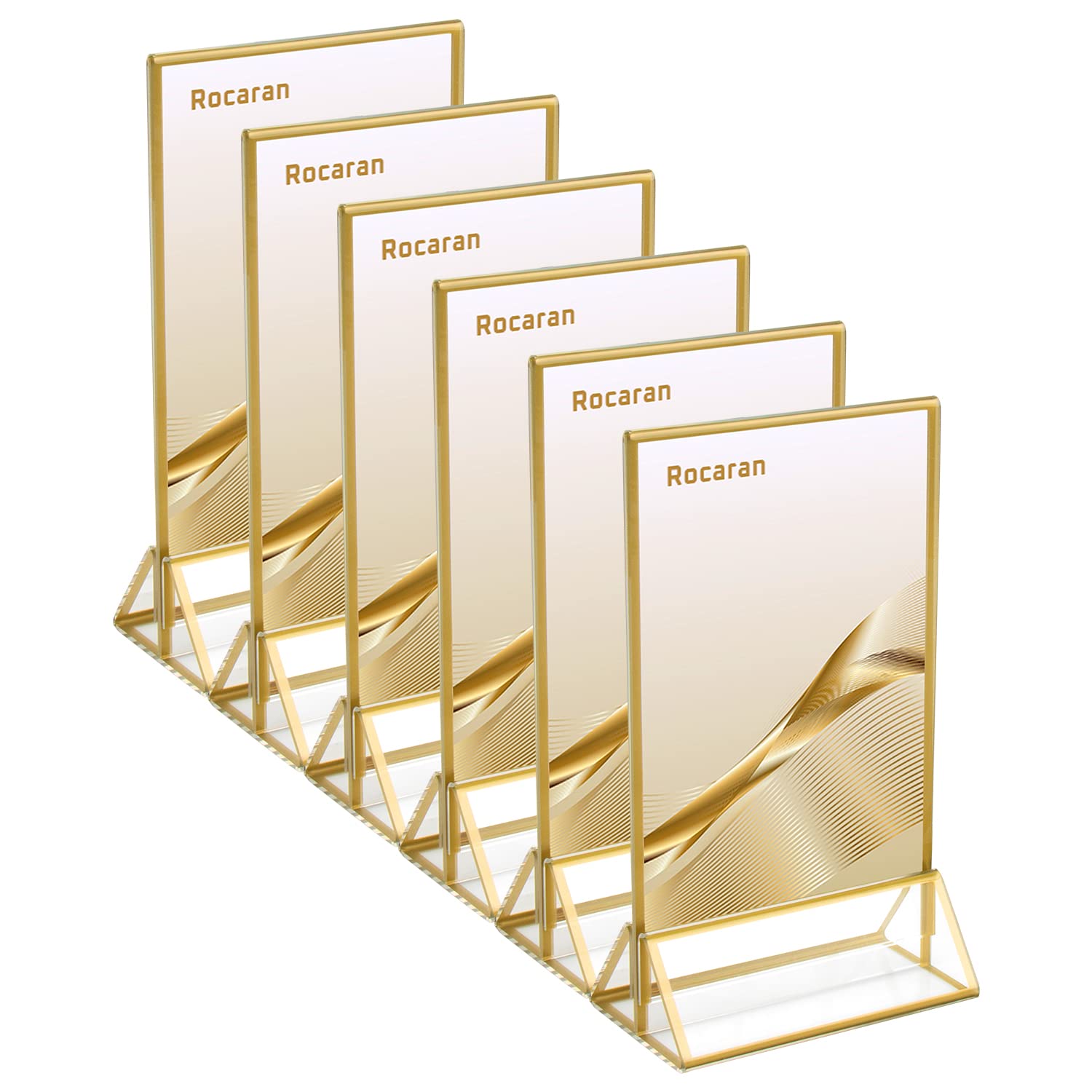 Buy Rocaran 4 x 6 Clear Acrylic Sign Holder-6 Pack, with Gold Borders ...