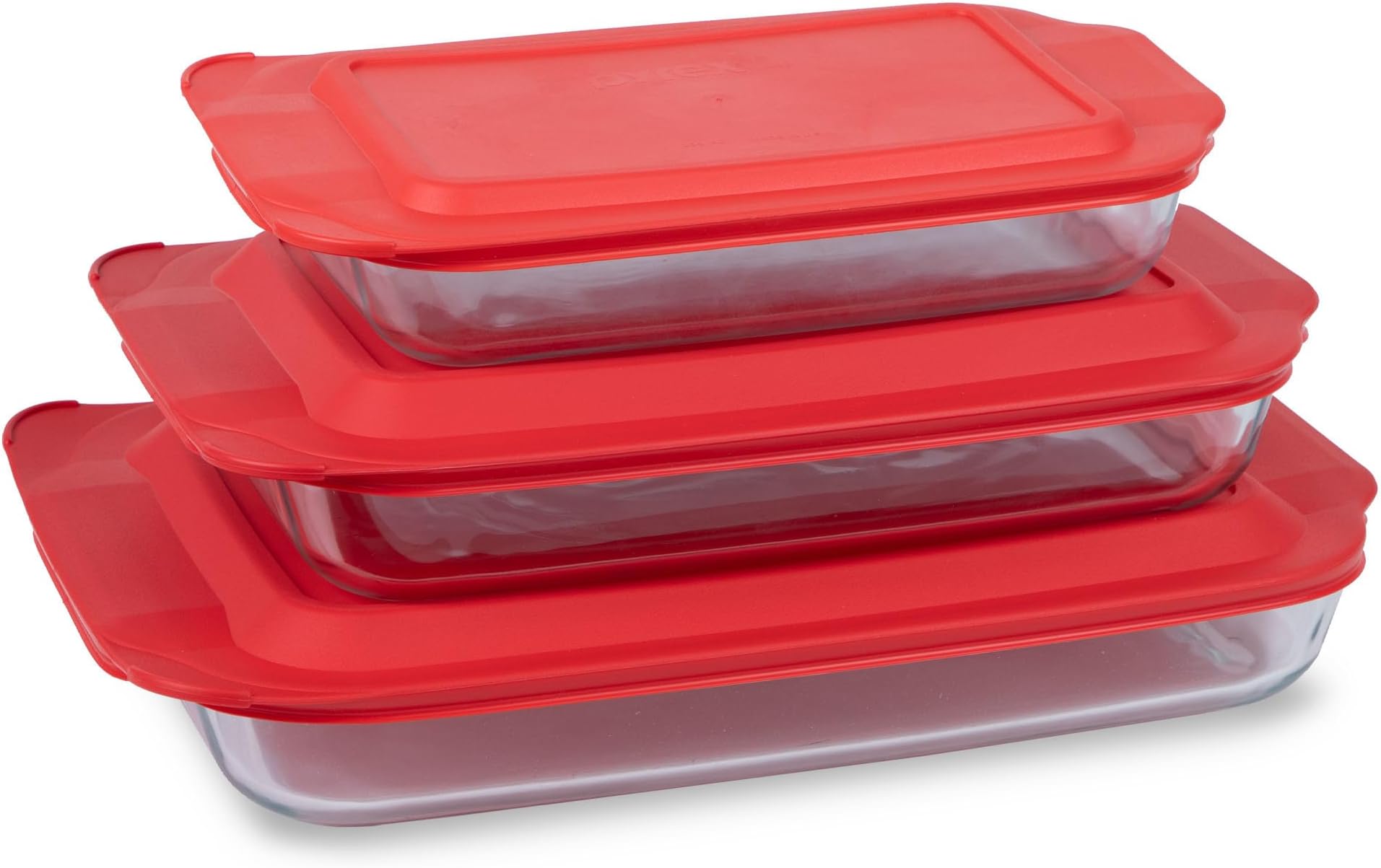 Amazon.com: Pyrex Basics 3-Pack Glass Baking Dish Set (2QT, 3QT, 4.8QT ...