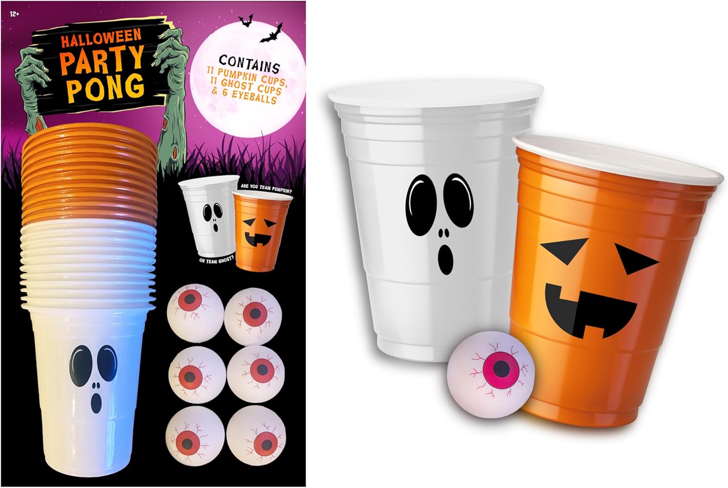 CarveKing Halloween Pumpkin & Ghost Party Beer Pong Set : Amazon.co.uk ...