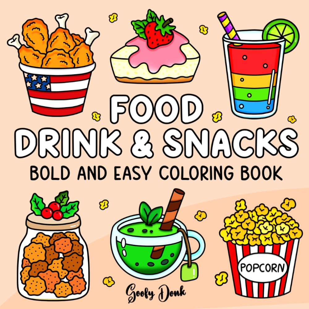 Amazon.com: Food Drink & Snacks: Bold and Easy Coloring Book for Adults ...