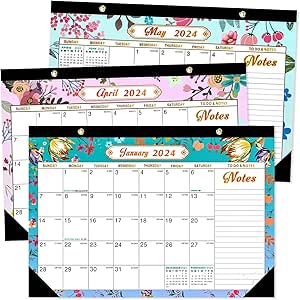Amazon.com: SKEFOLI Desk Calendar 2024-2025, 18 Months January 2024 to June 2025, 17" X 12 ...